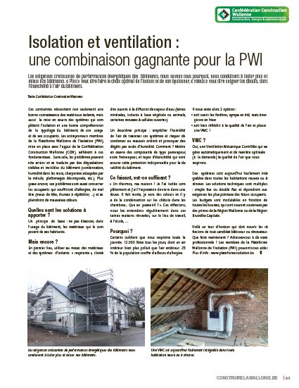 Revue de presse - Construire la Wallonie - Isolation et ventilation : une combinaison gagnante ...